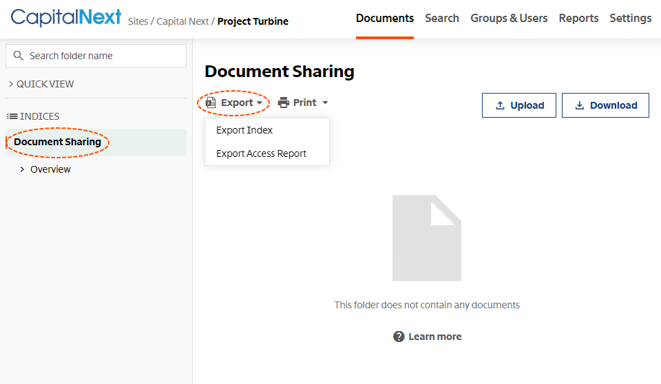 Exporting indexes/directories – Firmex Knowledge Base